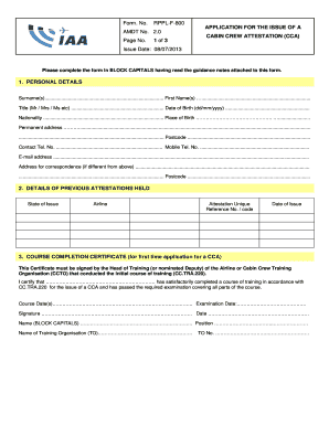 Fillable Online Application for the issue of a Cabin Crew Attestation ...
