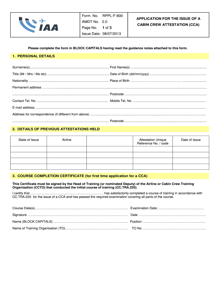 Cabin Crew Attestation Certificate - Fill Online, Printable, Fillable ...