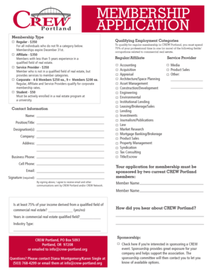 Fillable Online crew-portland MEMBERSHIP APPLICATION - CREW Portland ...