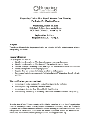 Fillable Online Respecting Choices First Steps Advance Care Planning ...