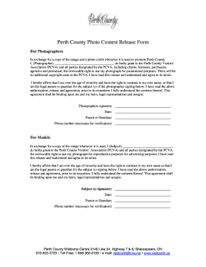 Fillable Online Photo Contest Release Form - Visit Perth County Fax ...