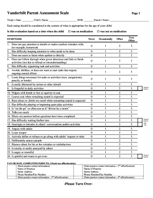 Fillable Online bayclinicpediatrics Vanderbilt Teacher Follow Up Fax ...