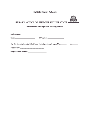 Fillable Online dekalbk12 DeKalb County Schools LIBRARY NOTICE OF ...