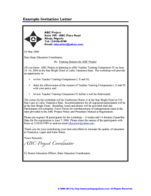 Fillable Online Example Invitation Letter Fax Email Print - pdfFiller