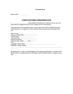 Fillable Online Credit Card Holder Authorization Form Fax Email Print ...