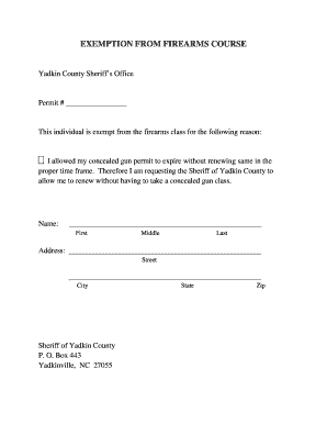 Fillable Online EXEMPTION FROM FIREARMS COURSE - Official Website Fax ...