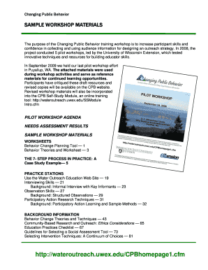 Fillable Online wateroutreach uwex SAMPLE WORKSHOP MATERIALS ...