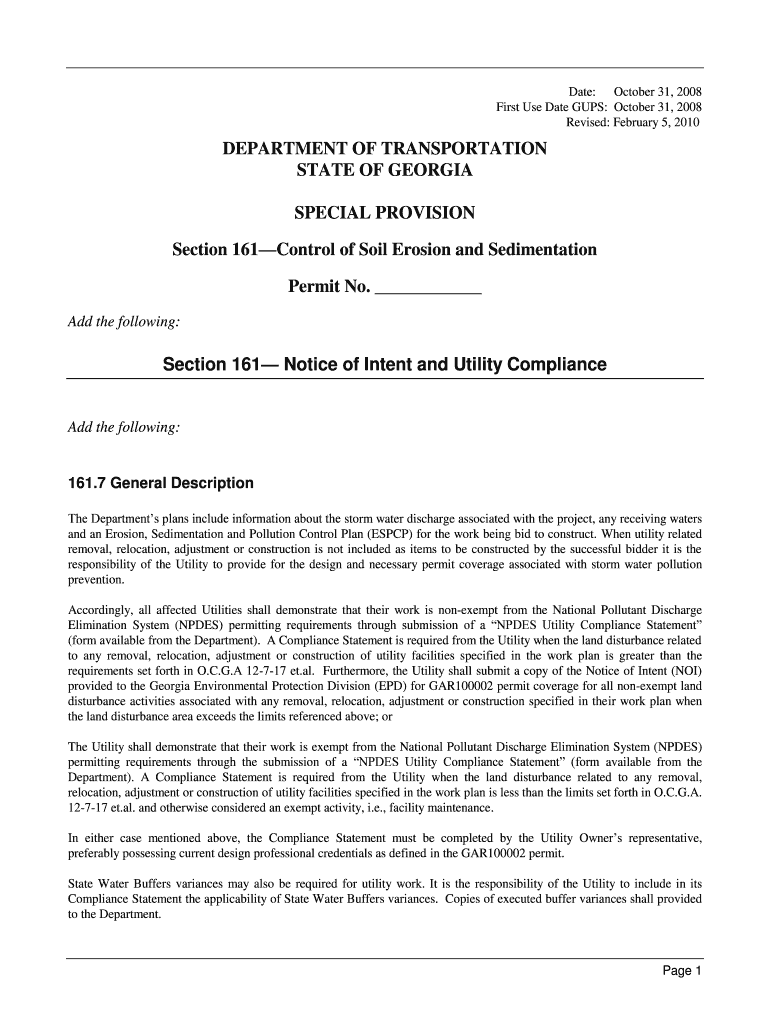 Fillable Online dot ga DEPARTMENT OF TRANSPORTATION STATE OF GEORGIA ...