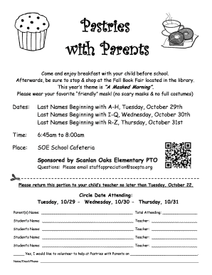 Pastries With Parents - Fill Online, Printable, Fillable, Blank | pdfFiller