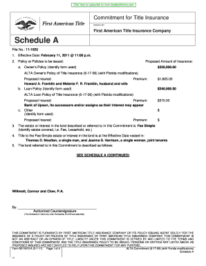 Fillable Online First American Title b2006b Commitment - Landtech Forms ...