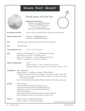 Fillable Online Mars Fact Sheet Fax Email Print - pdfFiller