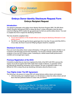 Fillable Online Embryo Donor Identity Disclosure Request bFormb ...