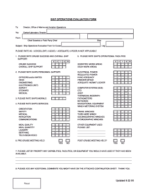 Fillable Online Ship Evaluation Form1 - NOAA Office of Marine and ...