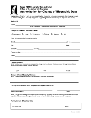Fillable Online Authorization for Change of Biographic Data Form Fax ...