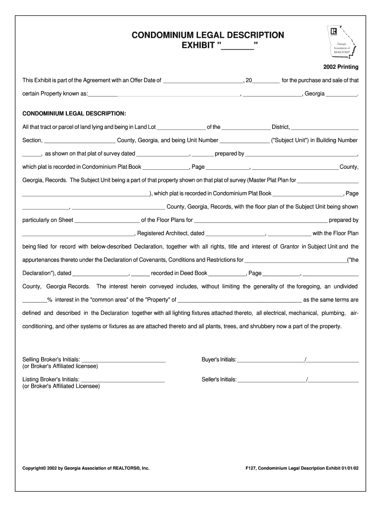 Fillable Online Print CONDOMINIUM LEGAL DESCRIPTION EXHIBIT " Fax Email ...