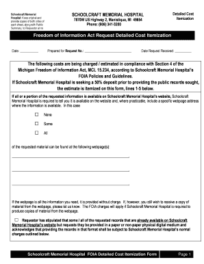 Fillable Online FOIA Cost Worksheet 23A - Schoolcraft Memorial Hospital ...