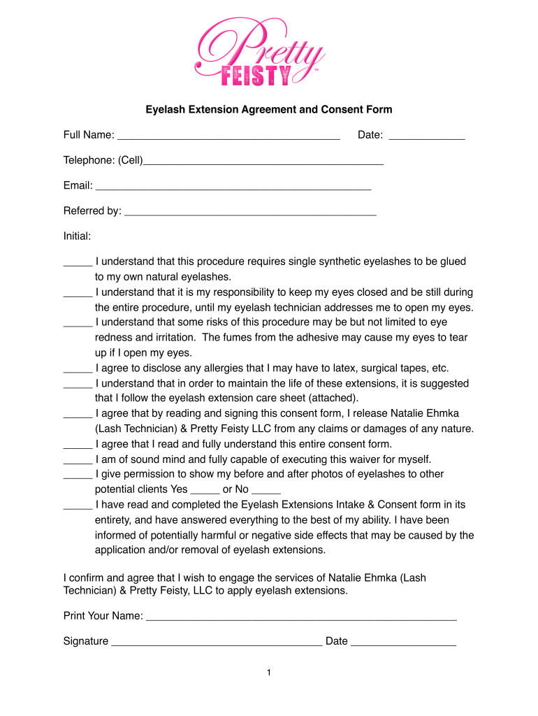 Free Printable Eyelash Extension Waiver Form Printable Forms Free Online