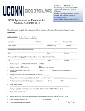 Fillable Online ssw uconn SSW Application for Financial Aid SSW Federal ...