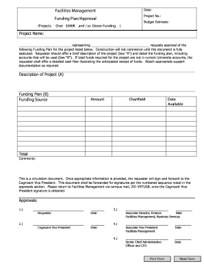 Fillable Online facilities utah Facilities Management Funding PlanApproval Fax Email Print ...