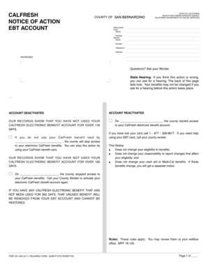 Fillable Online CalFresh - EBT Account CalFresh - EBT Account Fax Email ...