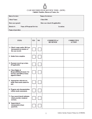 Fillable Online CASE RECORD PEER REVIEW TOOL (SOW) Fax Email Print ...