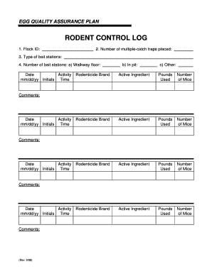 Fillable Online animalscience ucdavis RODENT CONTROL LOG - Department ...
