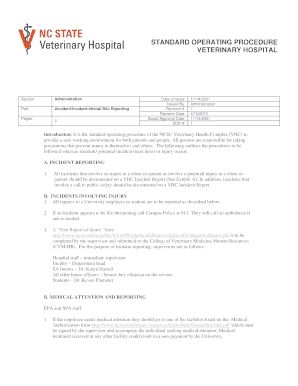 Fillable Online cvm ncsu Accident/Incident/Animal Bite Reporting Fax ...