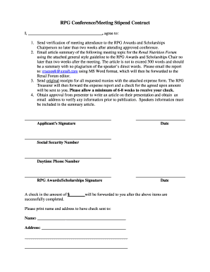 Fillable Online RPG Stipend Contract Fax Email Print - pdfFiller