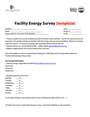 Fillable Online www4 eere energy Facility Energy Survey Template Fax ...