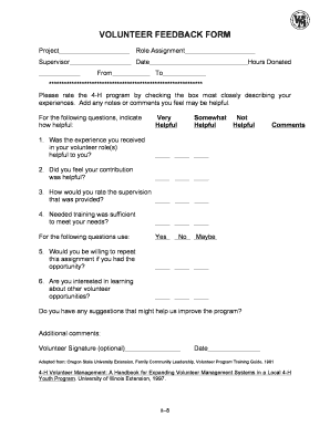 Fillable Online nys4h cce cornell VOLUNTEER FEEDBACK FORM - Cornell ...