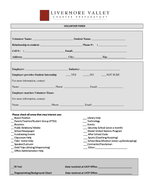 Fillable Online lvcp VOLUNTEER FORM - Livermore Valley Charter ...