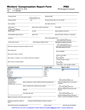 Fillable Online Workers Compensation Report Form PMA - sgasdorg Fax ...