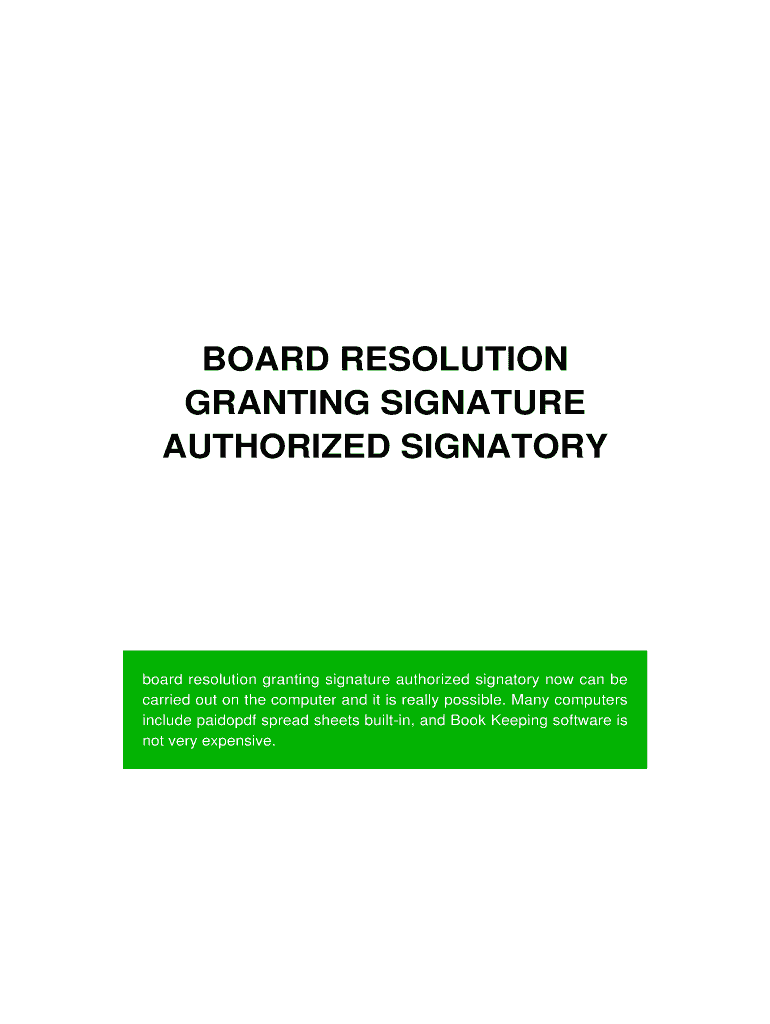 Fillable Online Board resolution granting signature authorized bb ...