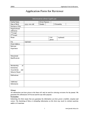 Fillable Online mku ac Application Form for Reviewer - Mount Kenya ...