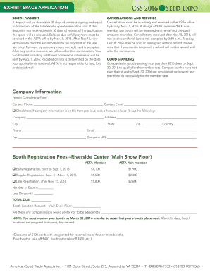 Fillable Online amseed Exhibitor Registration Information Exhibitor ...