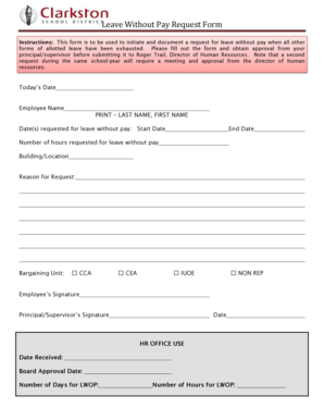 Fillable Online Leave Without Pay Request Form - csdk12org Fax Email ...