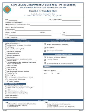 Fillable Online clarkcountynv Checklist for bStandardb Plans bFormb ...