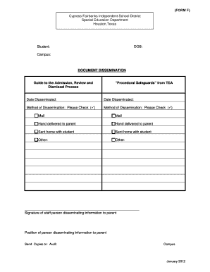 Fillable Online my-inside cfisd DOCUMENT DISSEMINATION Guide to the ...