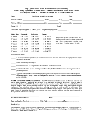 Fillable Online Tap Application for Water & Fax Email Print - pdfFiller
