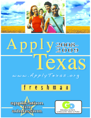 Fillable Online 2008-2009 ApplyTexas Application for Freshman Admission ...