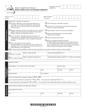 Fillable Online Form 1746 - Missouri Sales or Use Tax Exemption ...