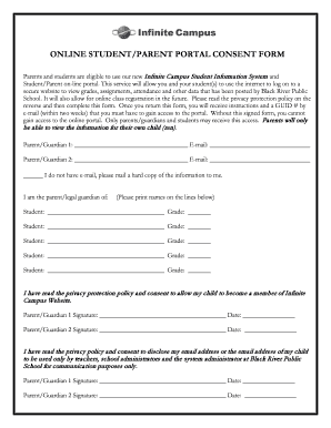 Fillable Online Infinite Campus Form - Black River Public School Fax ...