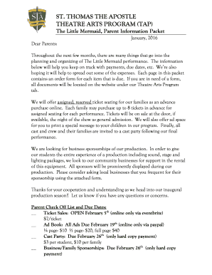 Fillable Online stthomastheapostle ST THOMAS THE APOSTLE THEATRE ARTS ...