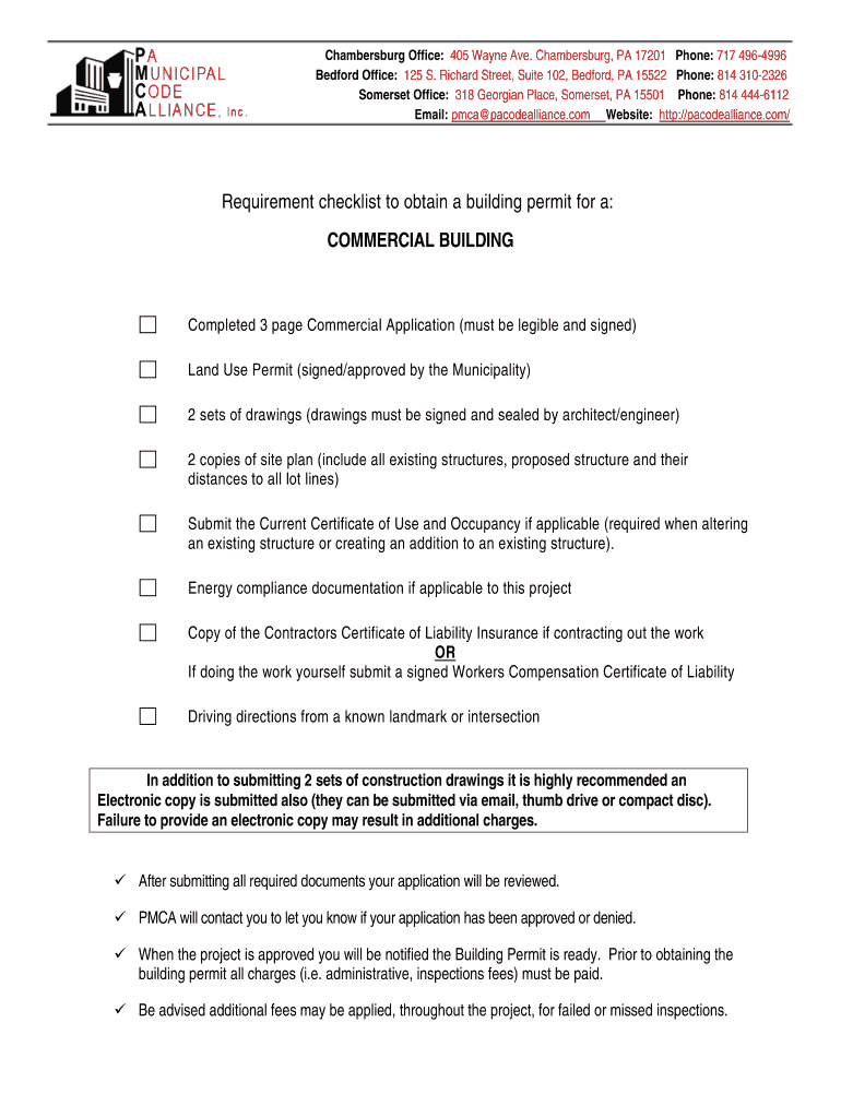 Fillable Online Commercial Building bPermitb - Main Street Gettysburg Fax Email Print - pdfFiller