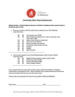 Fillable Online foundation childrensal Community Visitor Illness ...