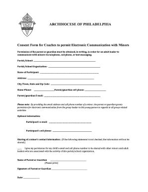 Fillable Online Consent Form - Electronic Communication with Minors Fax ...
