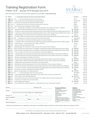 Fillable Online starnet Training Registration Form - Illinois STARNET ...