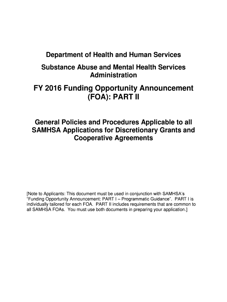 Fillable Online SAMHSA Applications for Discretionary Grants and Fax ...
