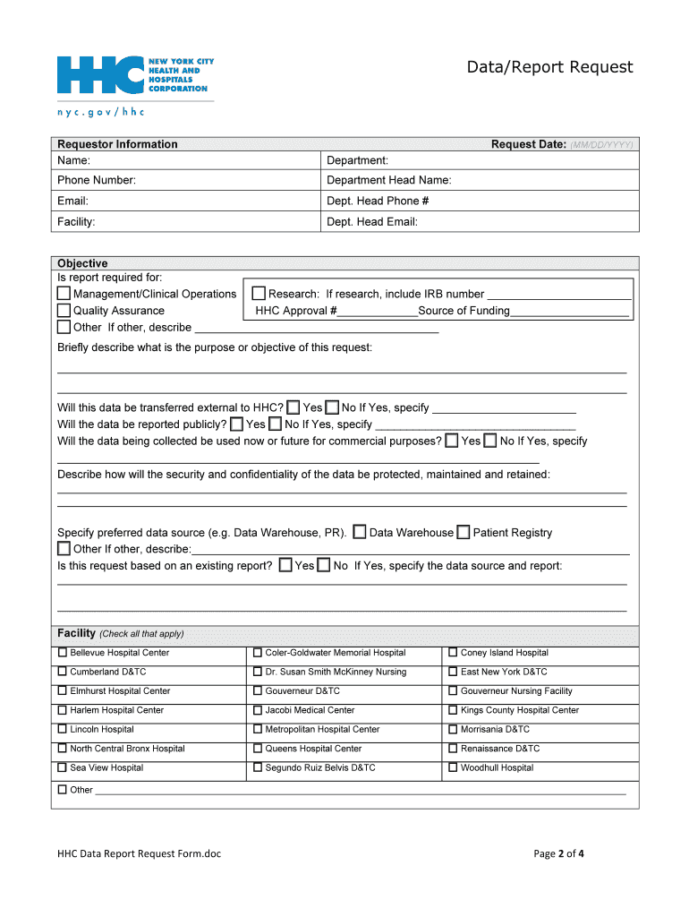 Fillable Online med nyu HHC bDatab bReportb Request bFormb - New York ...