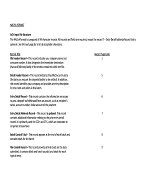 Fillable Online NACHA FORMAT Fax Email Print - pdfFiller